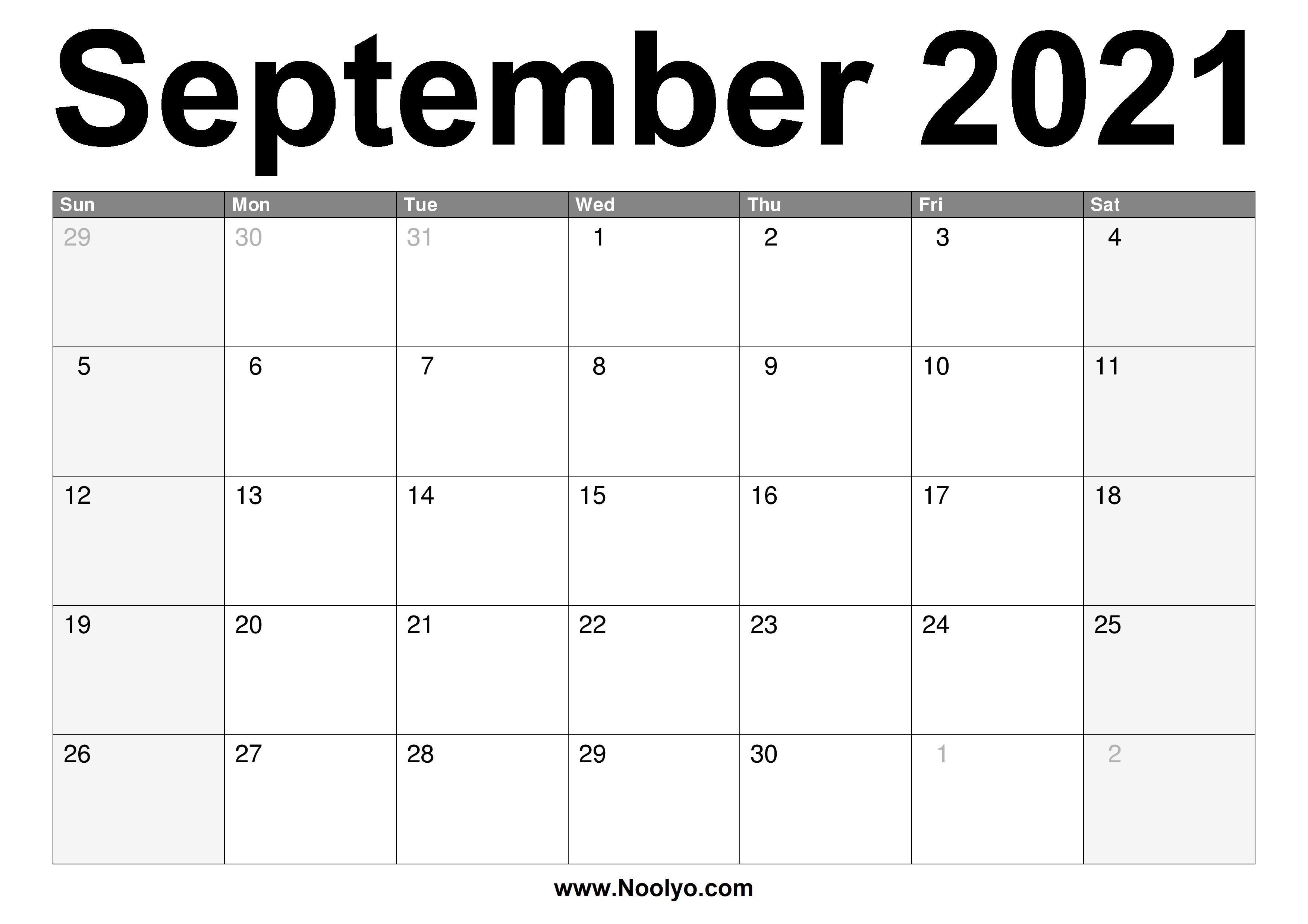 September 2021 Calendar Printable Free Download Noolyo September 2021 Calendar Printable Free Download Noolyo